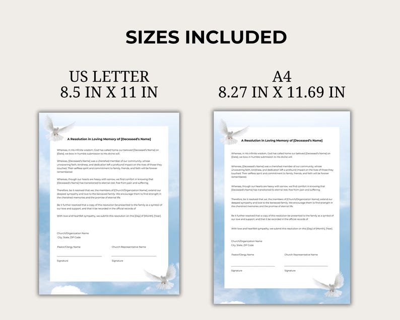 Funeral Resolution for a Pastor, Editable Canva Template, Memorial ...