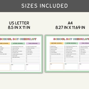 School Day Checklist Fillable PDF, Kids Daily Routine, Responsibility ...