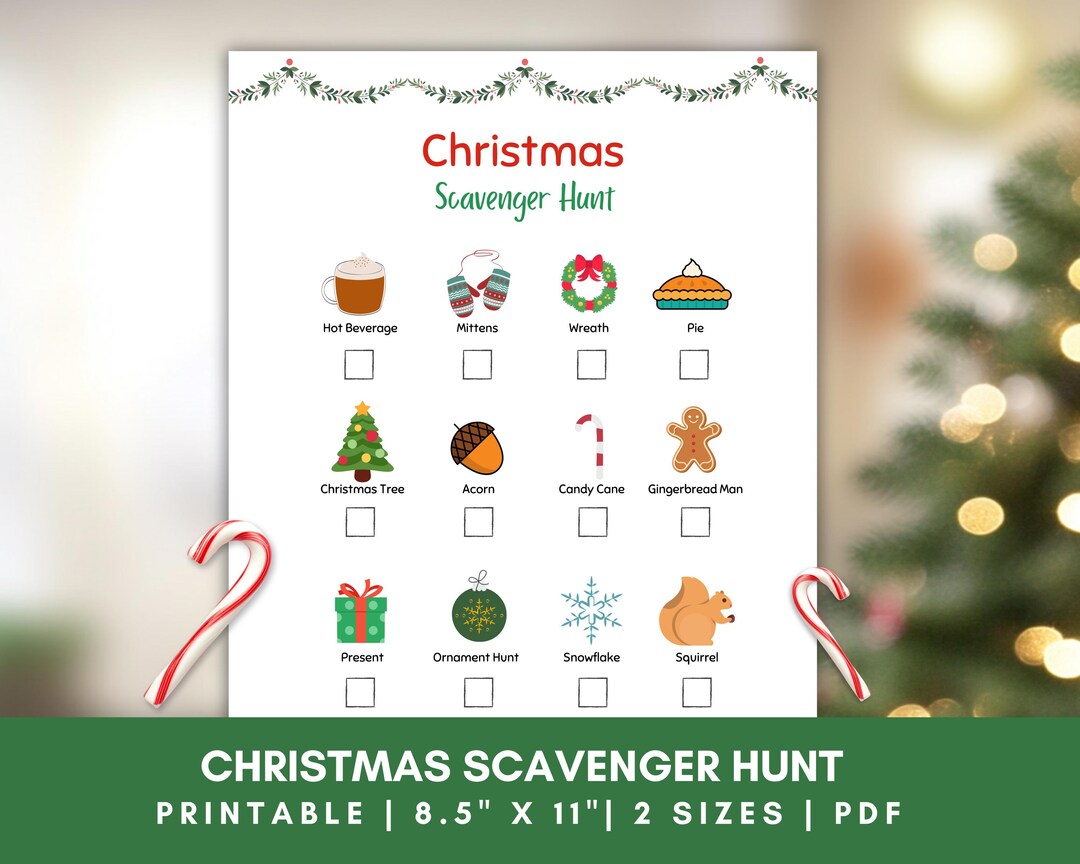 Christmas Scavenger Hunt Printable for Kids, Winter Holiday Game for ...
