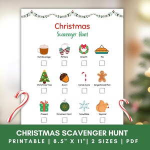 Christmas Scavenger Hunt Printable for Kids, Winter Holiday Game for ...