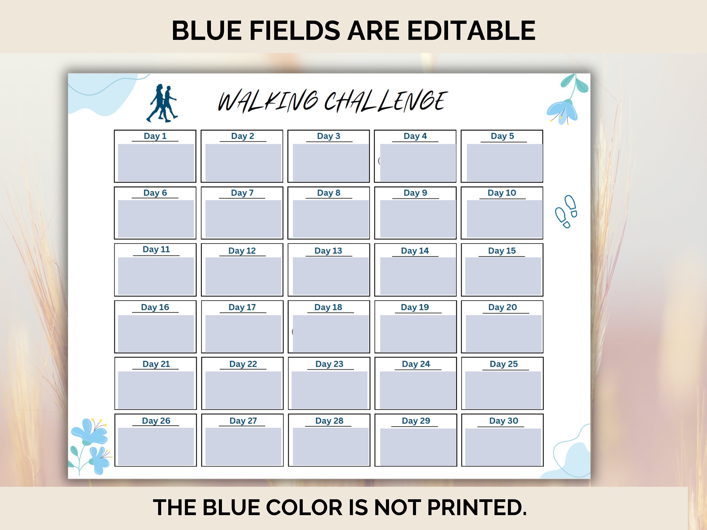 30-day Walking Challenge Editable PDF, Printable Walking Planner ...