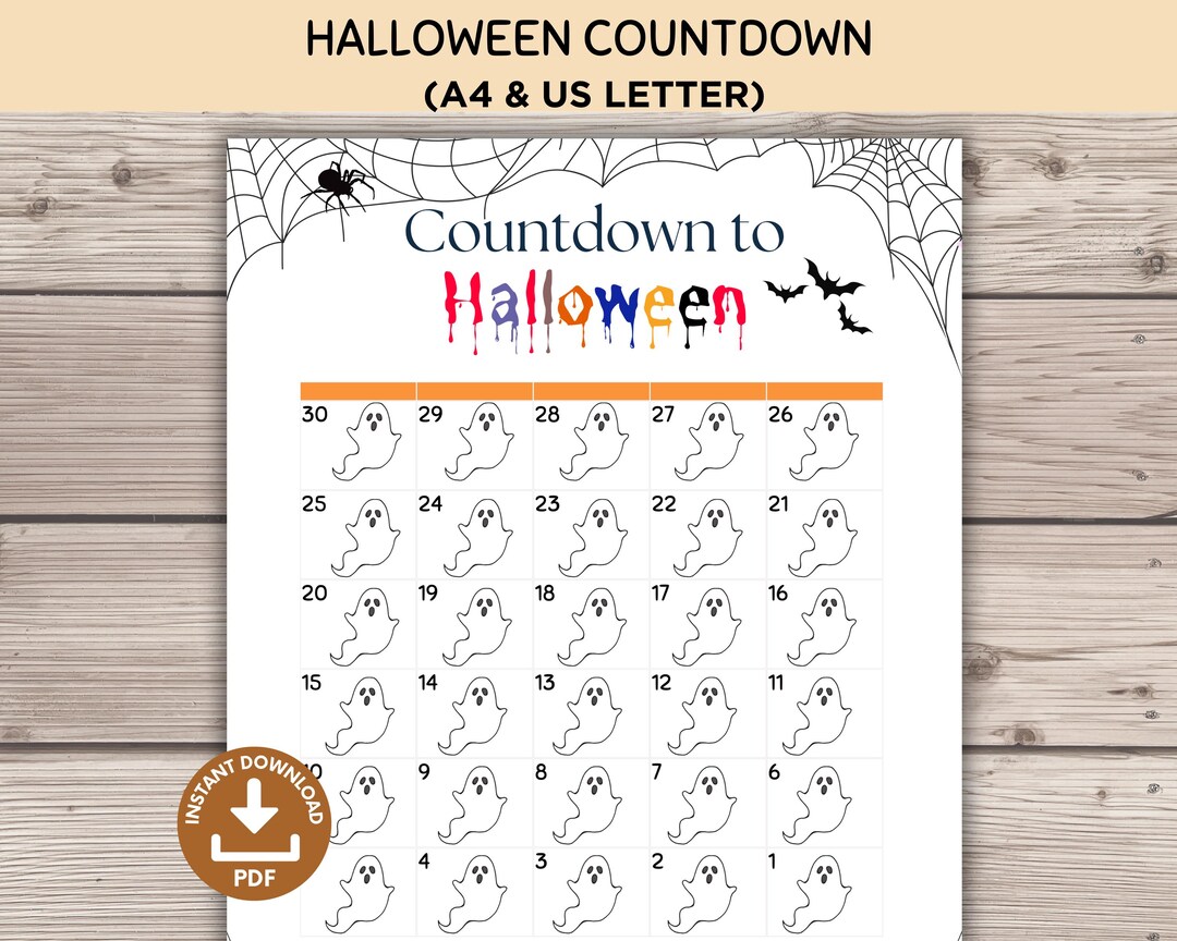 Halloween Countdown Calendar, Kids Halloween Activity, 30-day Halloween ...