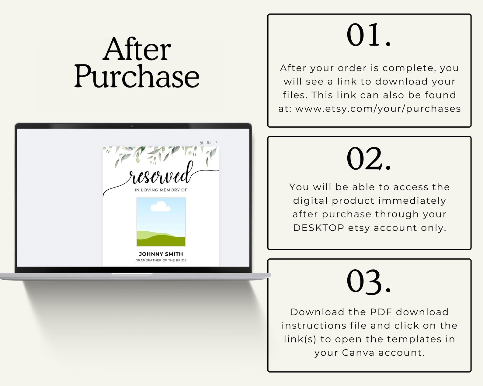 Memorial Wedding Sign, Editable Reserved Wedding Seating Canva Template ...