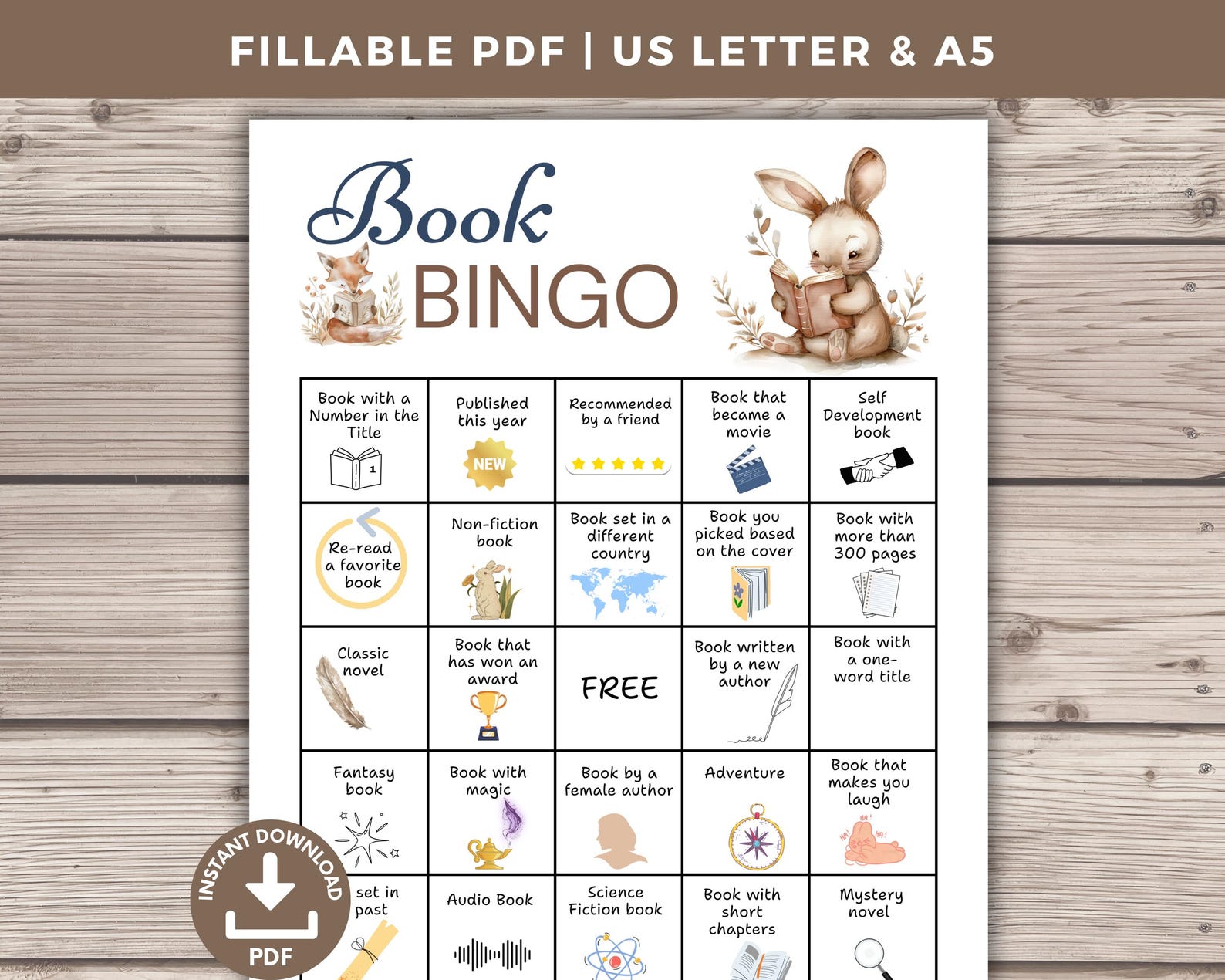 Book Bingo Printable, Reading Challenge, Book Clube Games, Reading Log ...