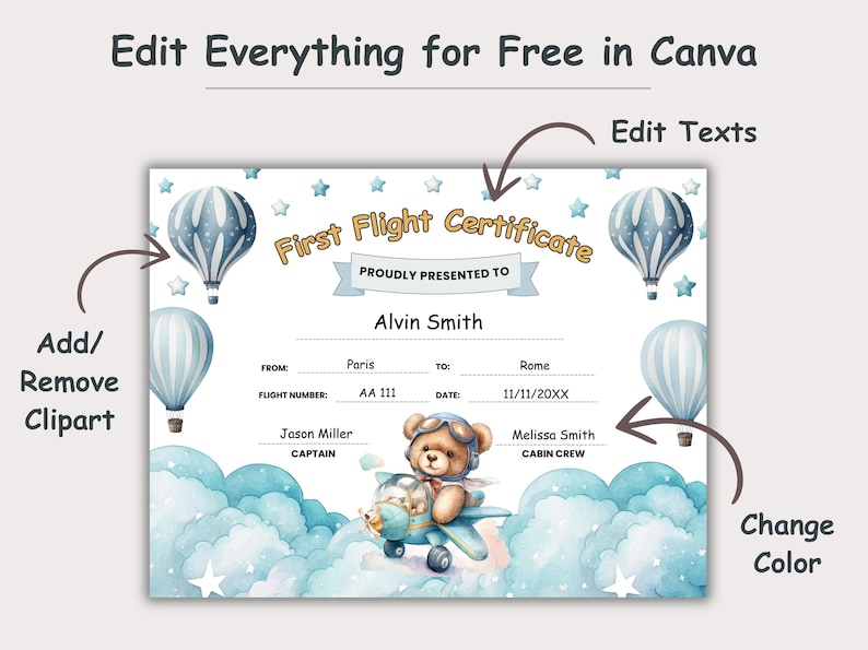 Baby First Flight Certificate, Travel Milestone Keepsake Printable ...