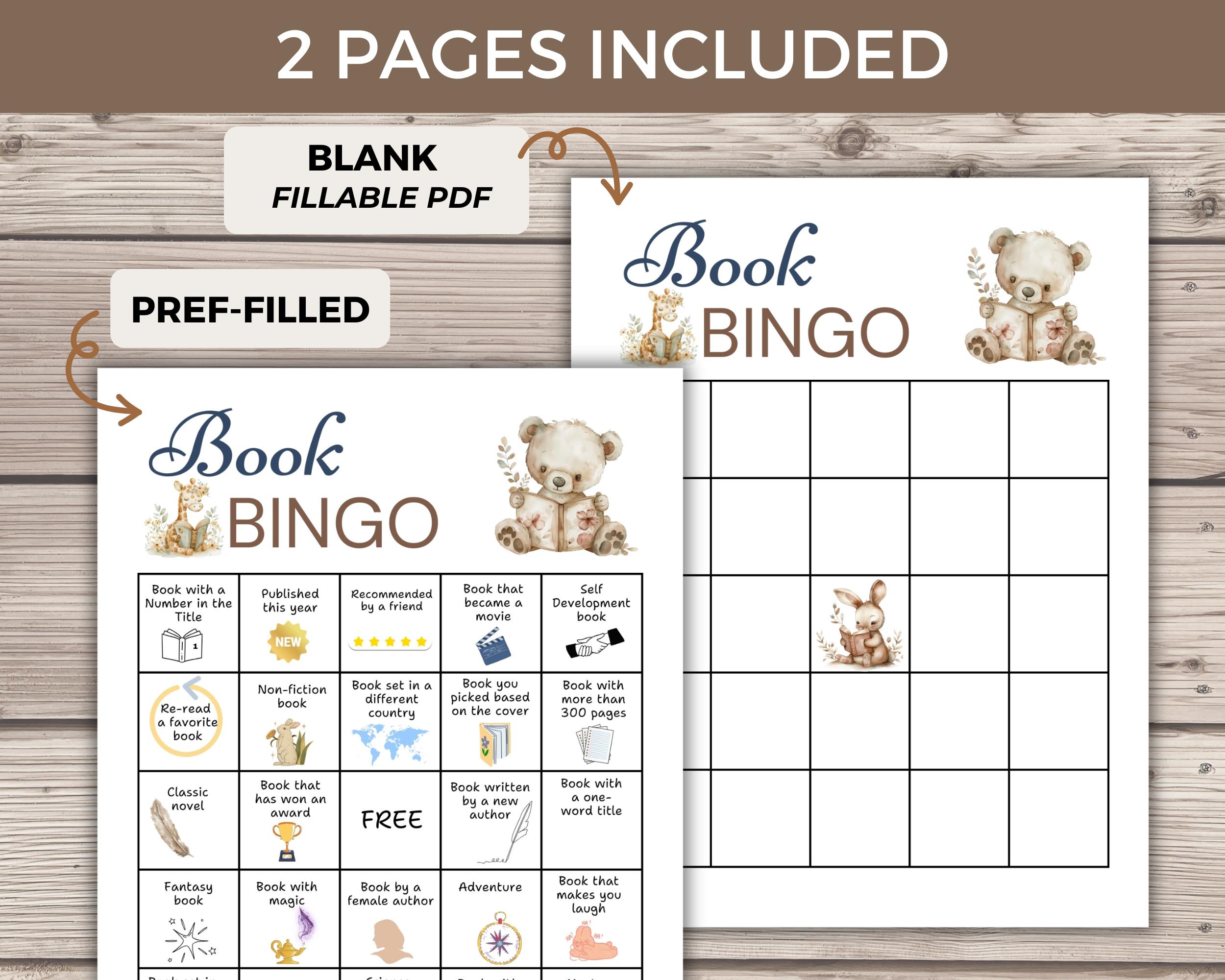 Book Bingo Printable, Reading Challenge, Book Clube Games, Reading Log ...