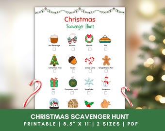 Christmas Scavenger Hunt Printable for Kids, Winter Holiday Game for ...