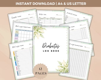 Diabetes Blood Sugar Trackers Printable, Blood Sugar Log Book, Diabetes ...