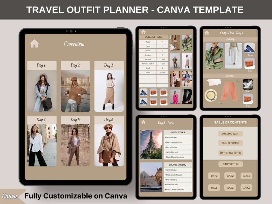 Digital Outfit Planner Wardrobe Organizer, Editable Canva Template ...