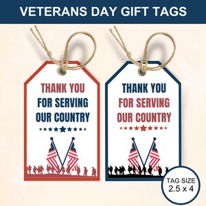 Veterans Day Gift Tags, Veterans Appreciation, Military Gift, Patriotic ...