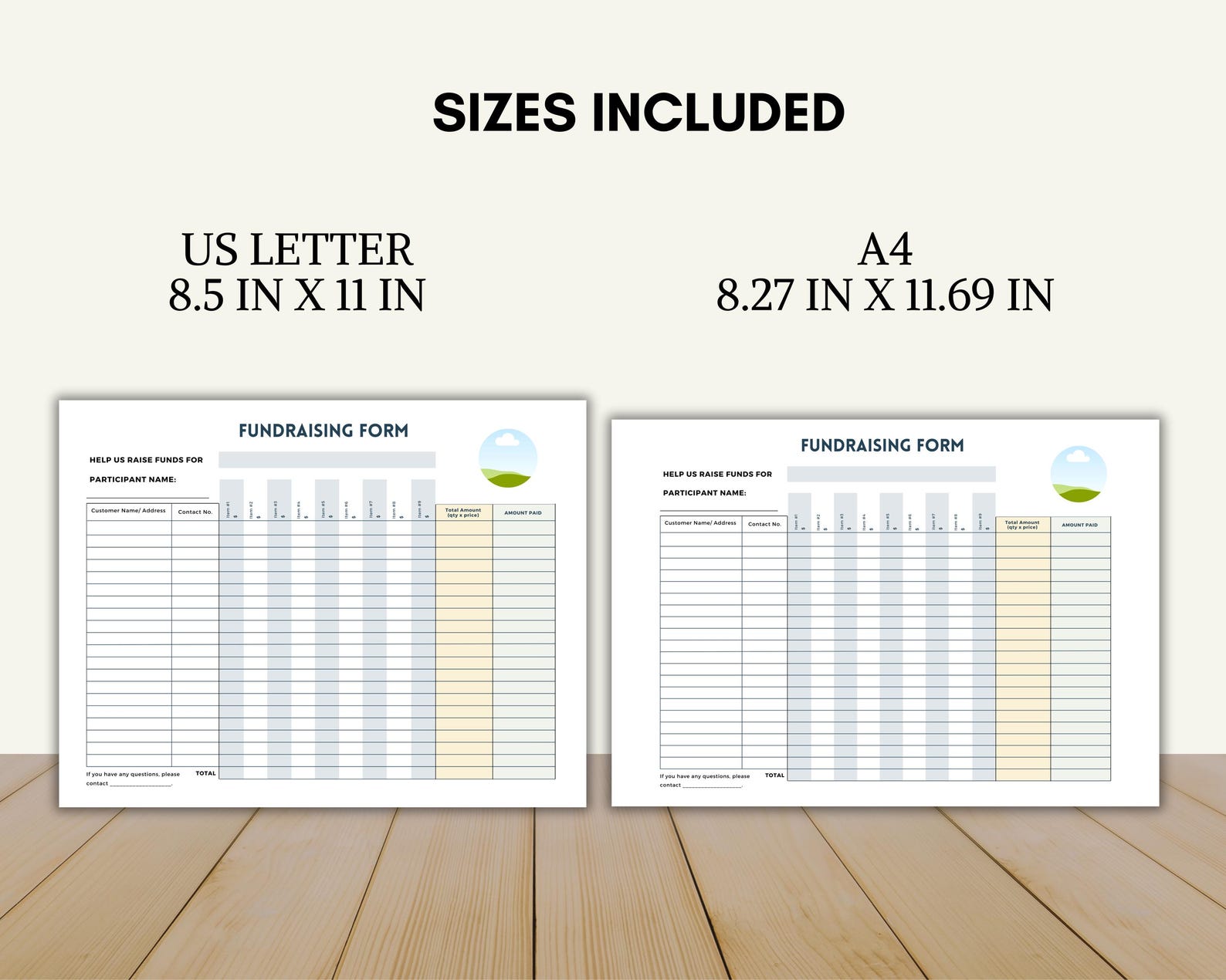 Editable Fundraising Form, Landscape Raising Fund, Canva Template ...