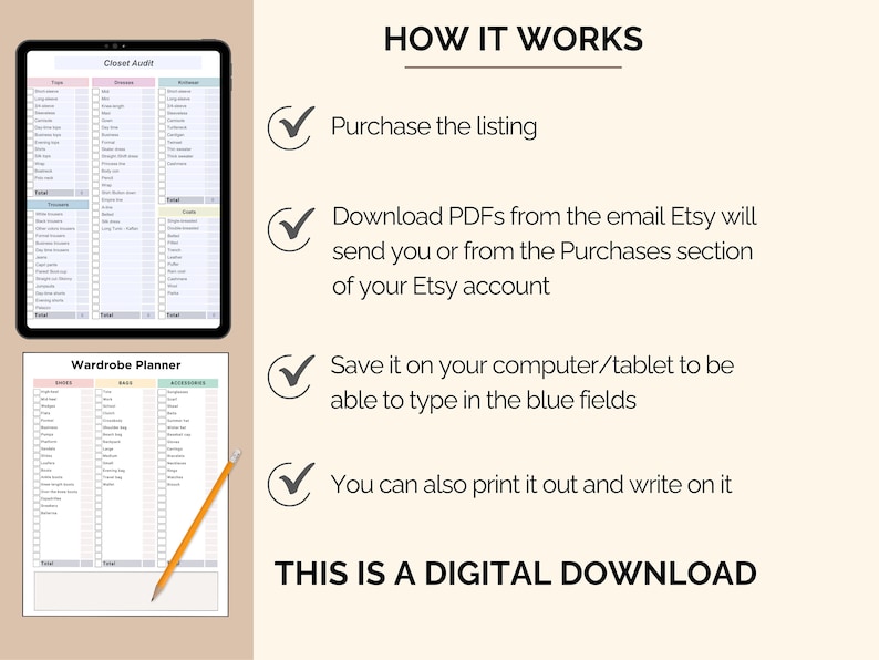 Wardrobe Checklist, Closet Inventory, Outfit Tracker, Minimalist Closet ...