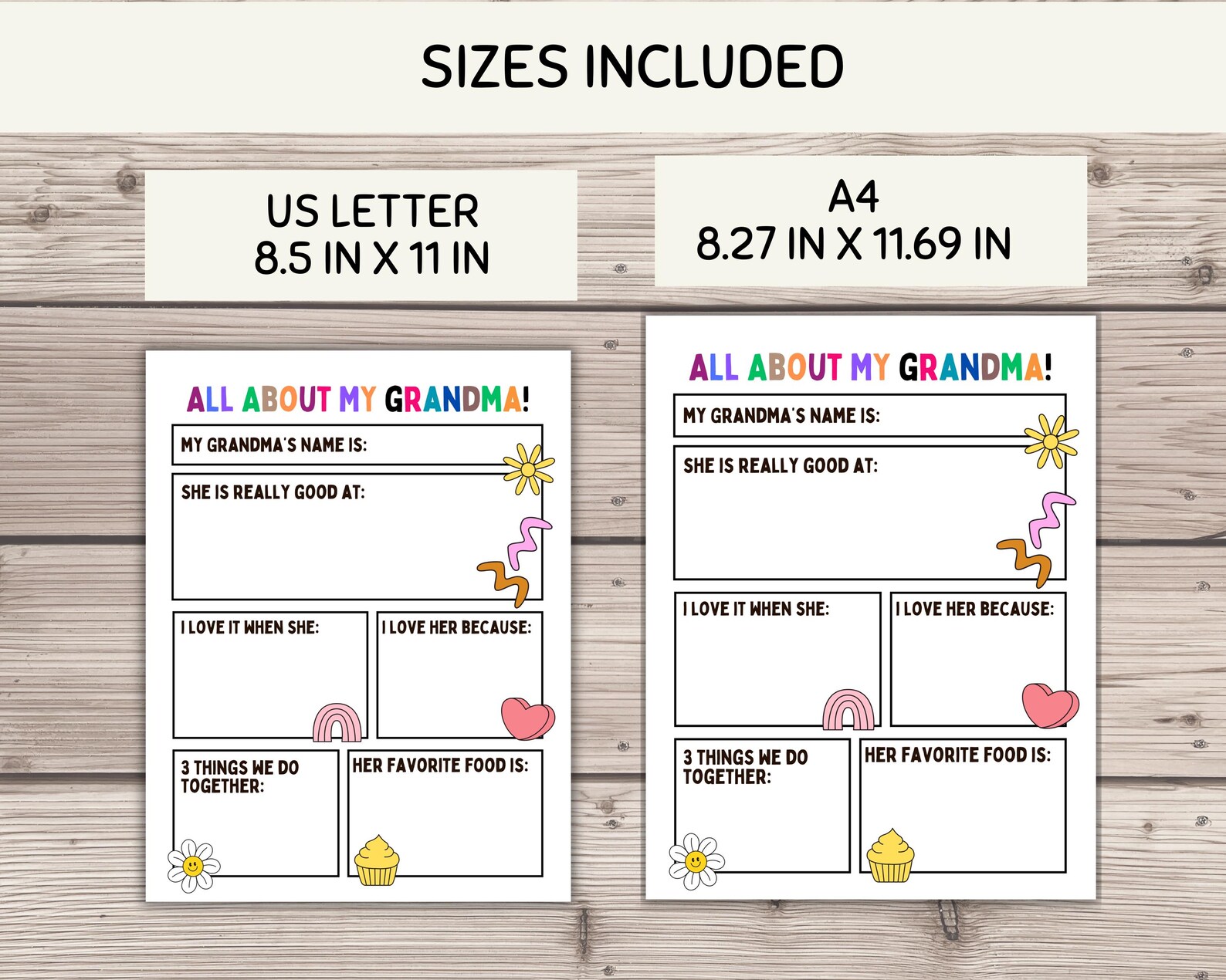 All About My Grandma, Kid Coloring Page, Grandmother Gift, Grandparents ...
