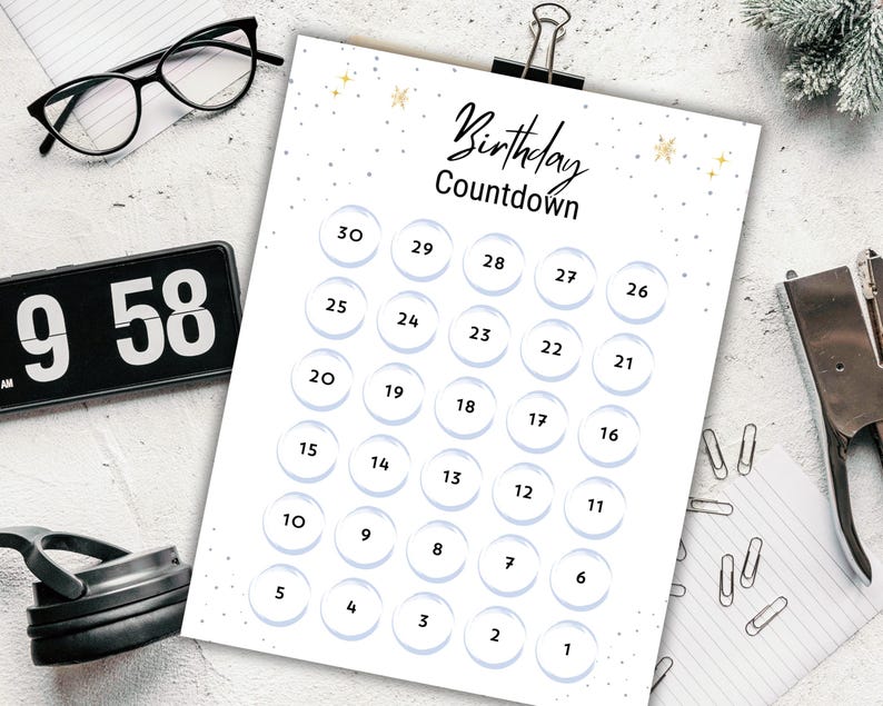 Birthday Countdown Printable, Countdown to Birthday, Kids Advent ...