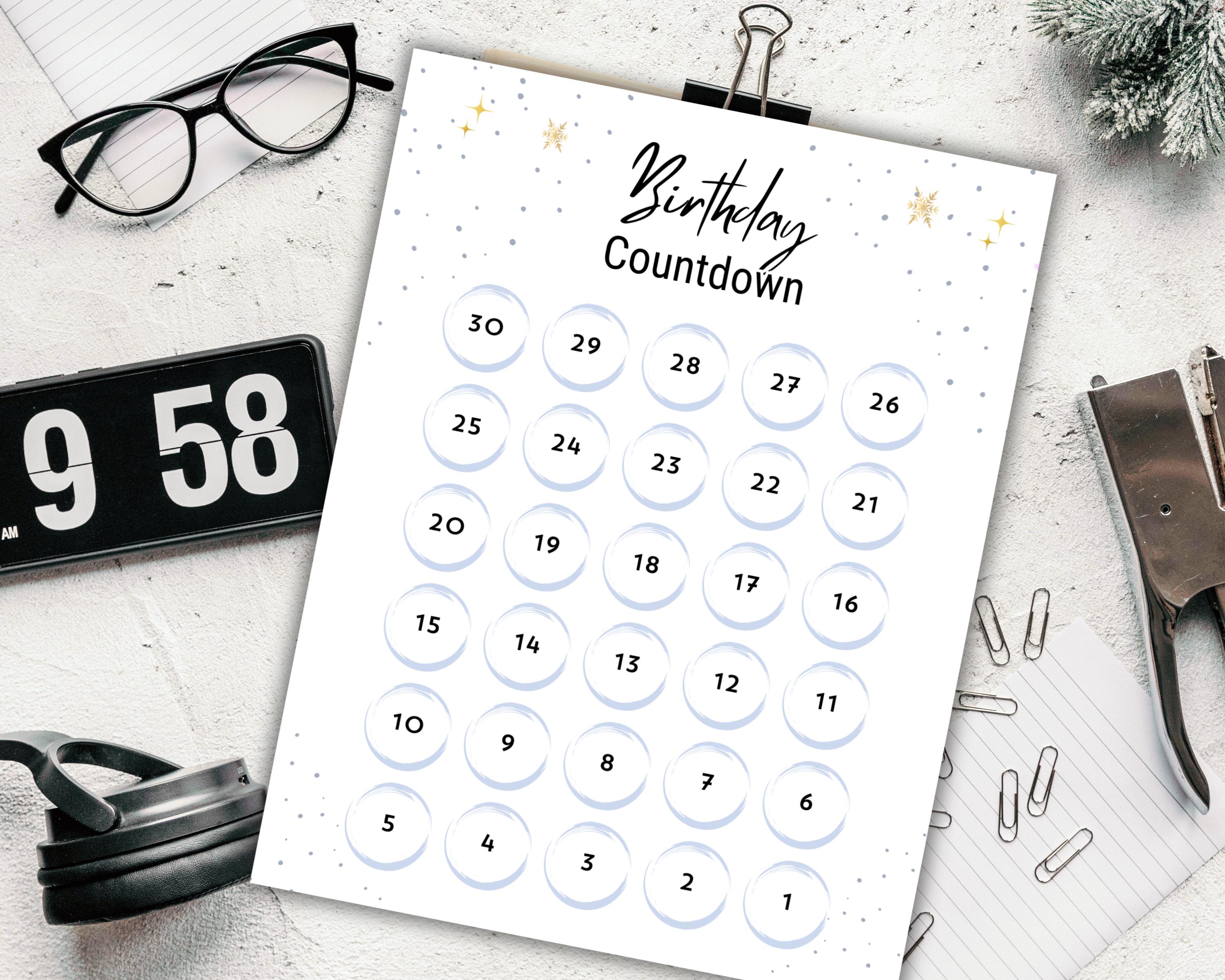 Birthday Countdown Printable, Countdown to Birthday, Kids Advent ...