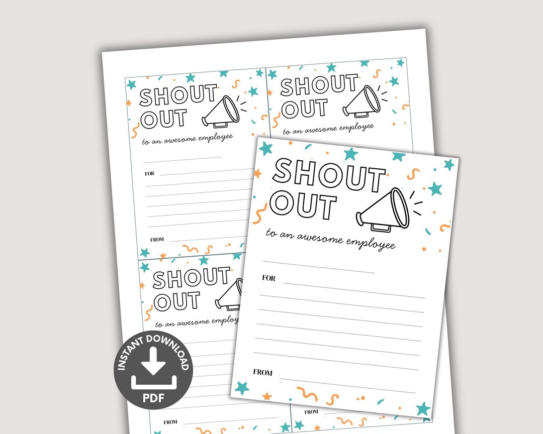 Employee Shout Out Cards Printable, Staff Appreciation Kudos ...