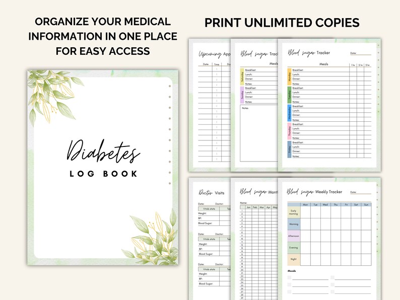 Diabetes Blood Sugar Trackers Printable, Blood Sugar Log Book, Diabetes ...