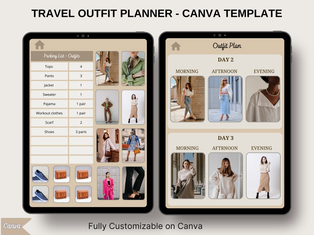 Digital Outfit Planner Wardrobe Organizer, Editable Canva Template ...