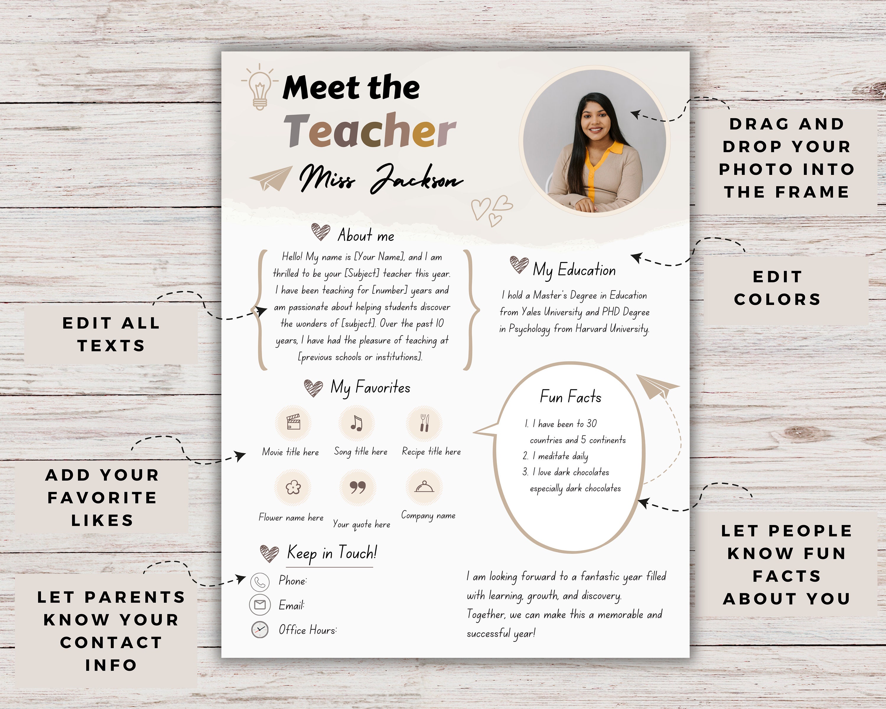 Meet the Teacher Template, Editable Canva Template, Teacher ...