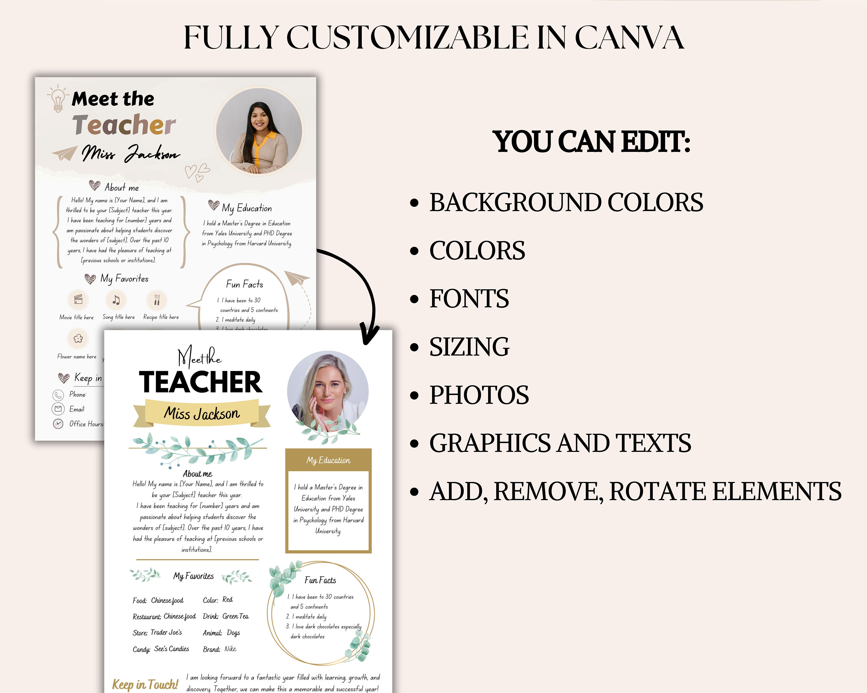 Meet the Teacher Template, Editable Canva Template, Teacher ...