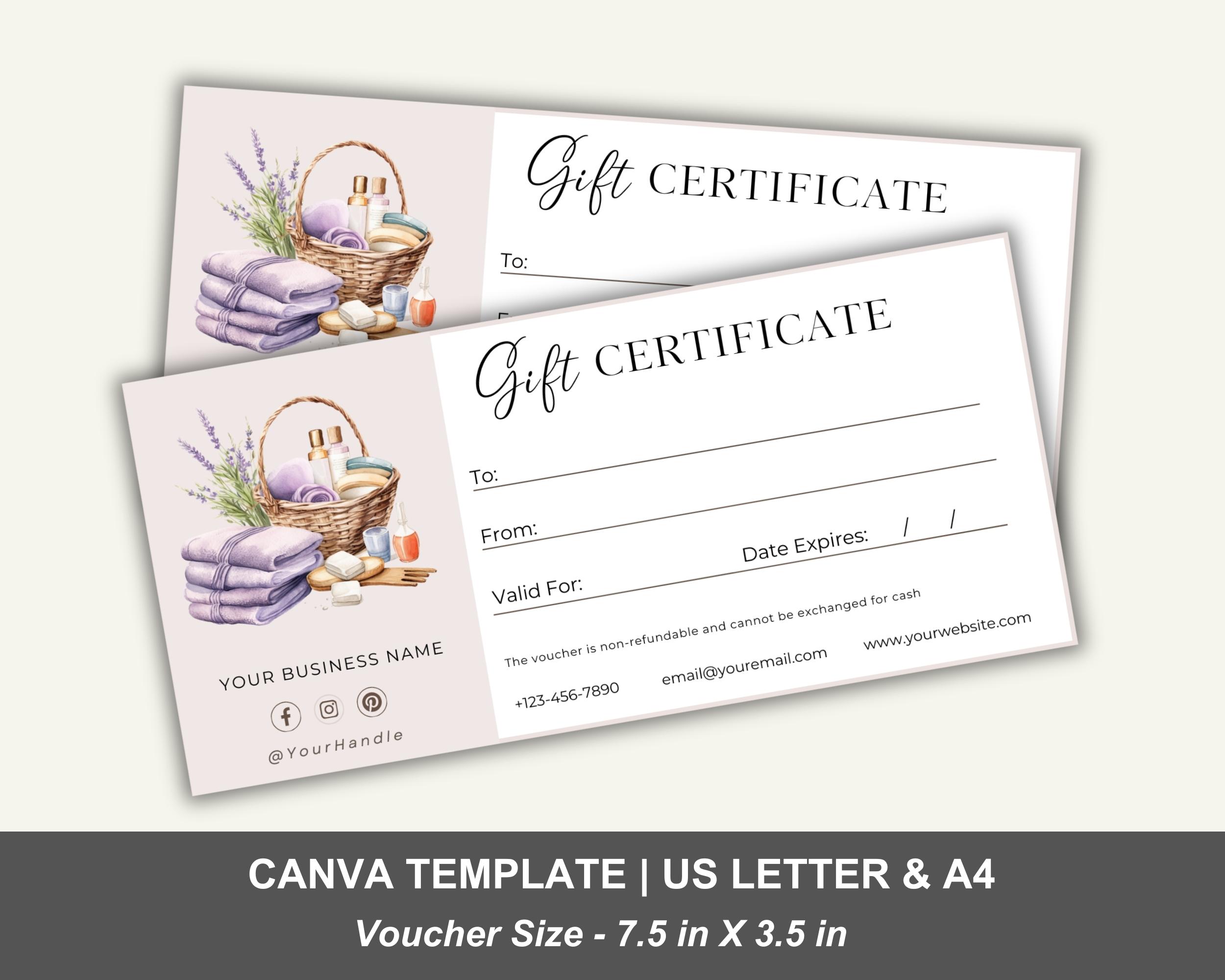 Massage Gift Voucher Editable Template, Beauty Gift Card, DIY Massage ...