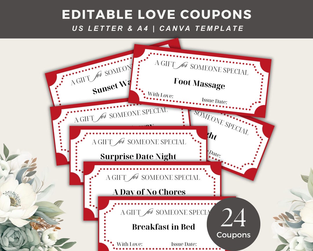 Editable Love Coupons for Him Canva Template, DIY Adult Love Token ...