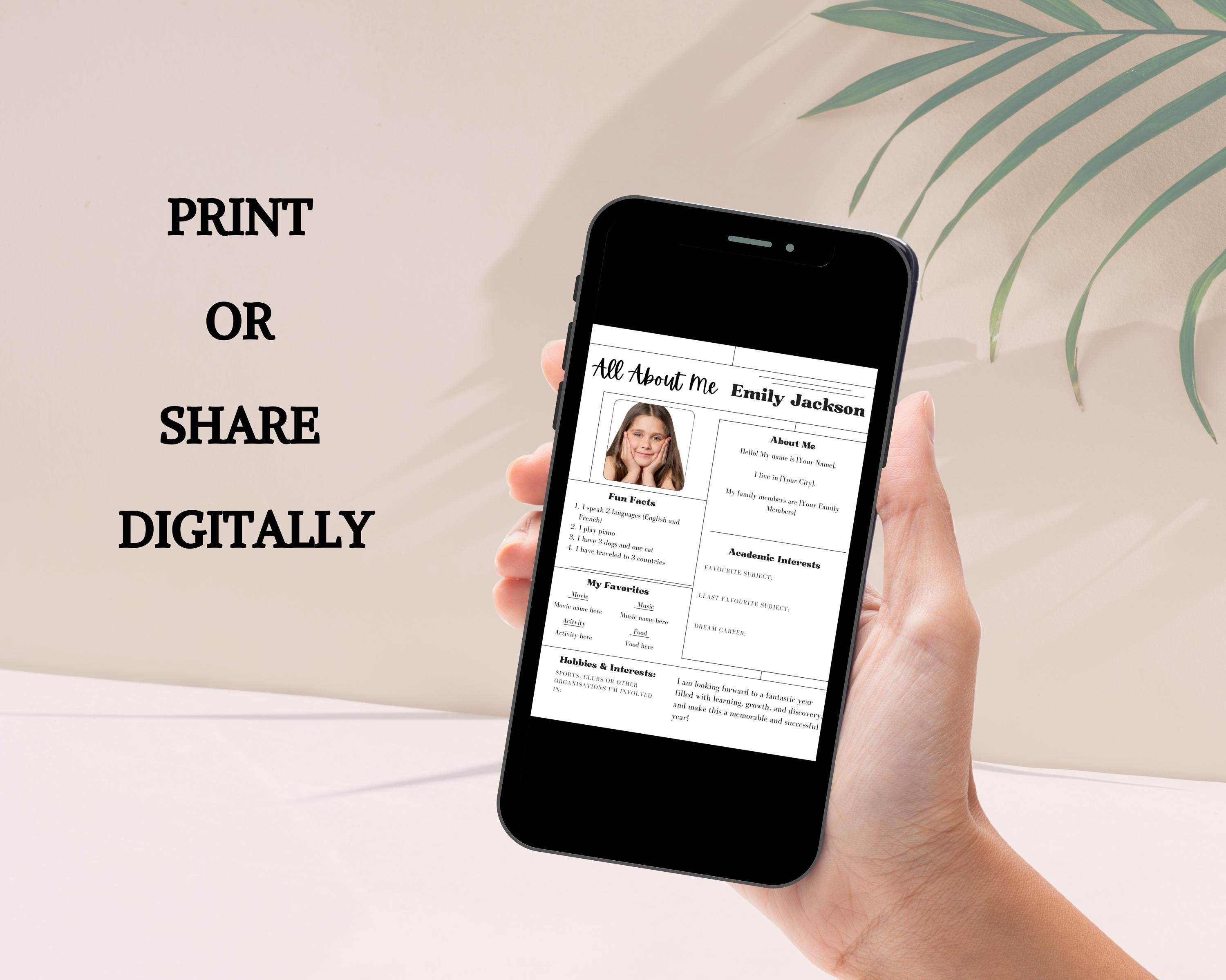 All About Me Editable Canva Template, First Day of School, Get to Know ...