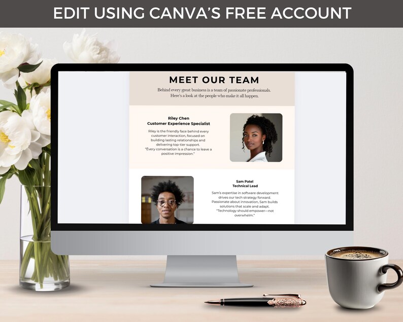 Meet the Team Flyer Template, Editable Canva Template, Modern Team ...