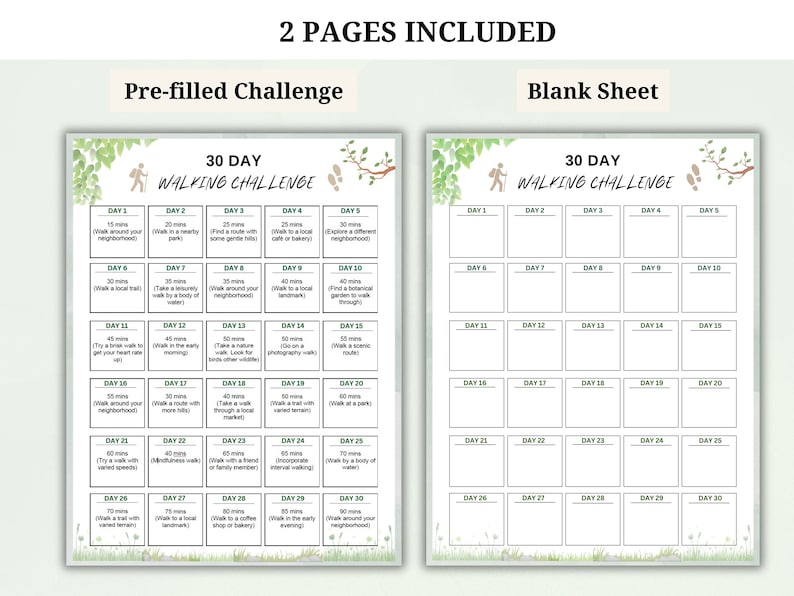 30-day Walking Challenge, Printable Walking Planner, Daily Walking Plan ...