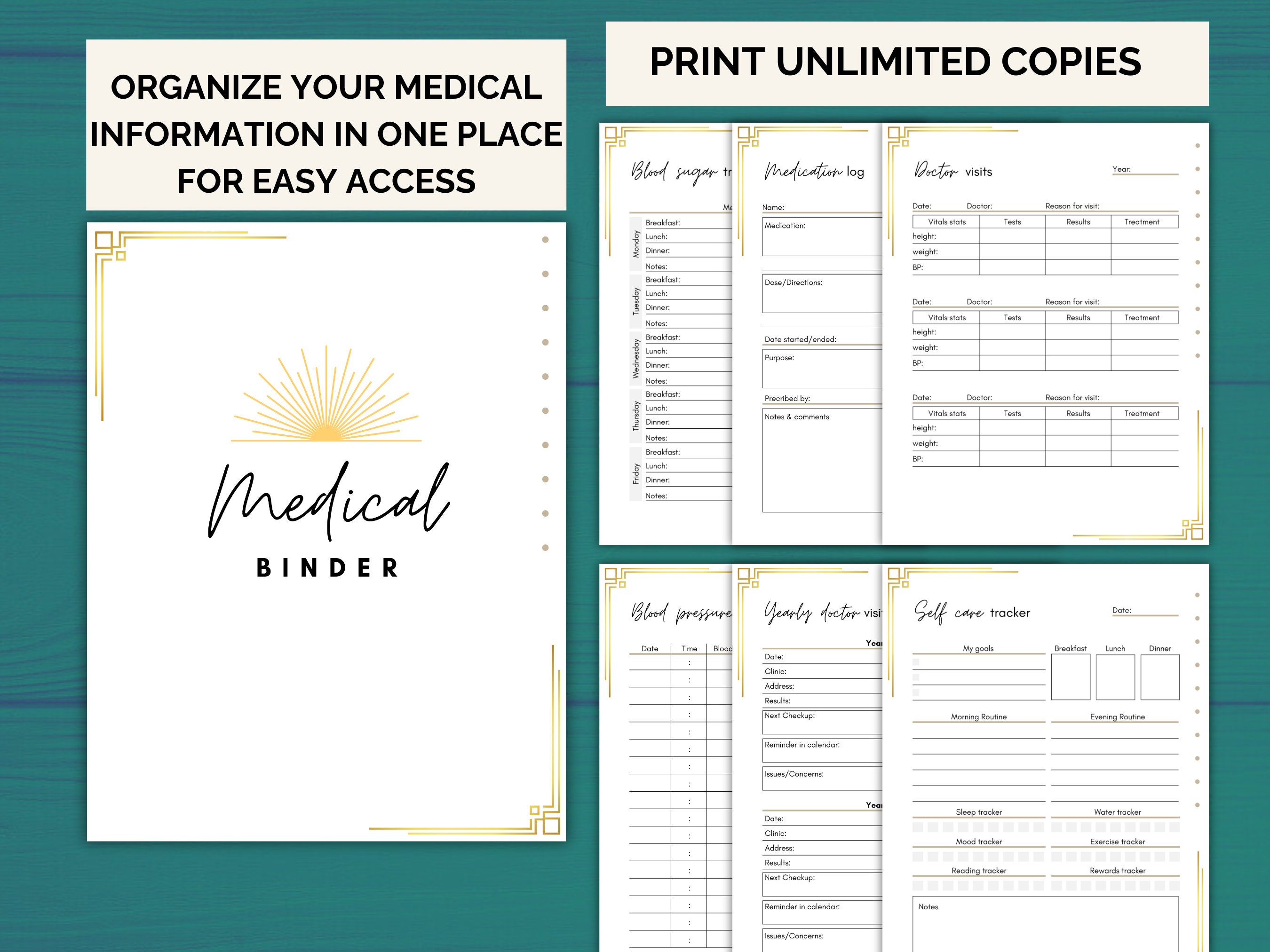 Medical Planner & Binder Printable Health Tracker, Medical Information ...