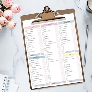 Wardrobe Checklist, Closet Inventory, Outfit Tracker, Minimalist Closet ...
