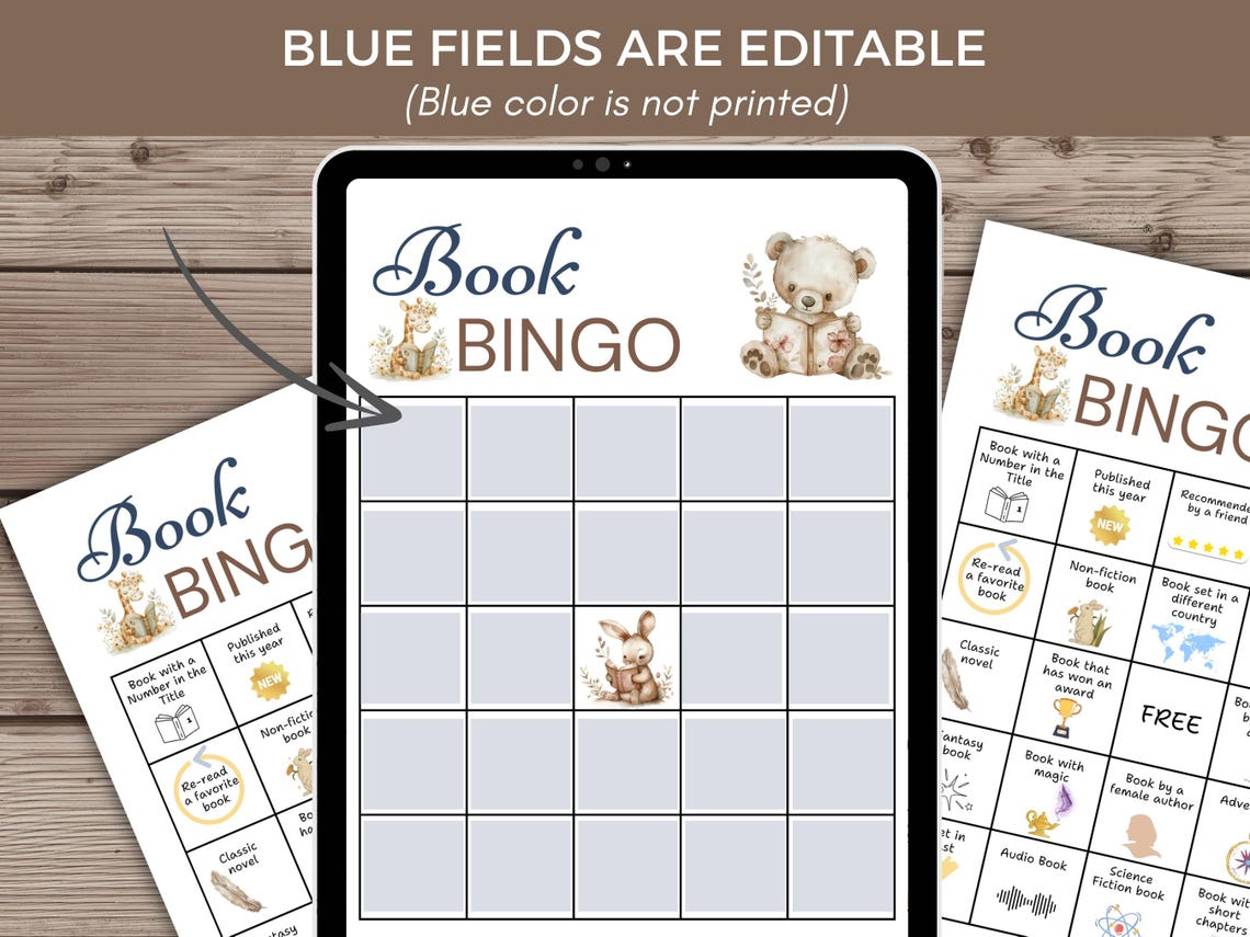 Book Bingo Printable, Reading Challenge, Book Clube Games, Reading Log ...