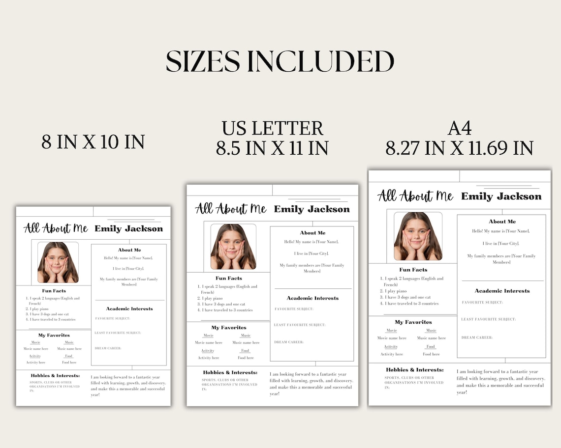 All About Me Editable Canva Template, First Day of School, Get to Know ...
