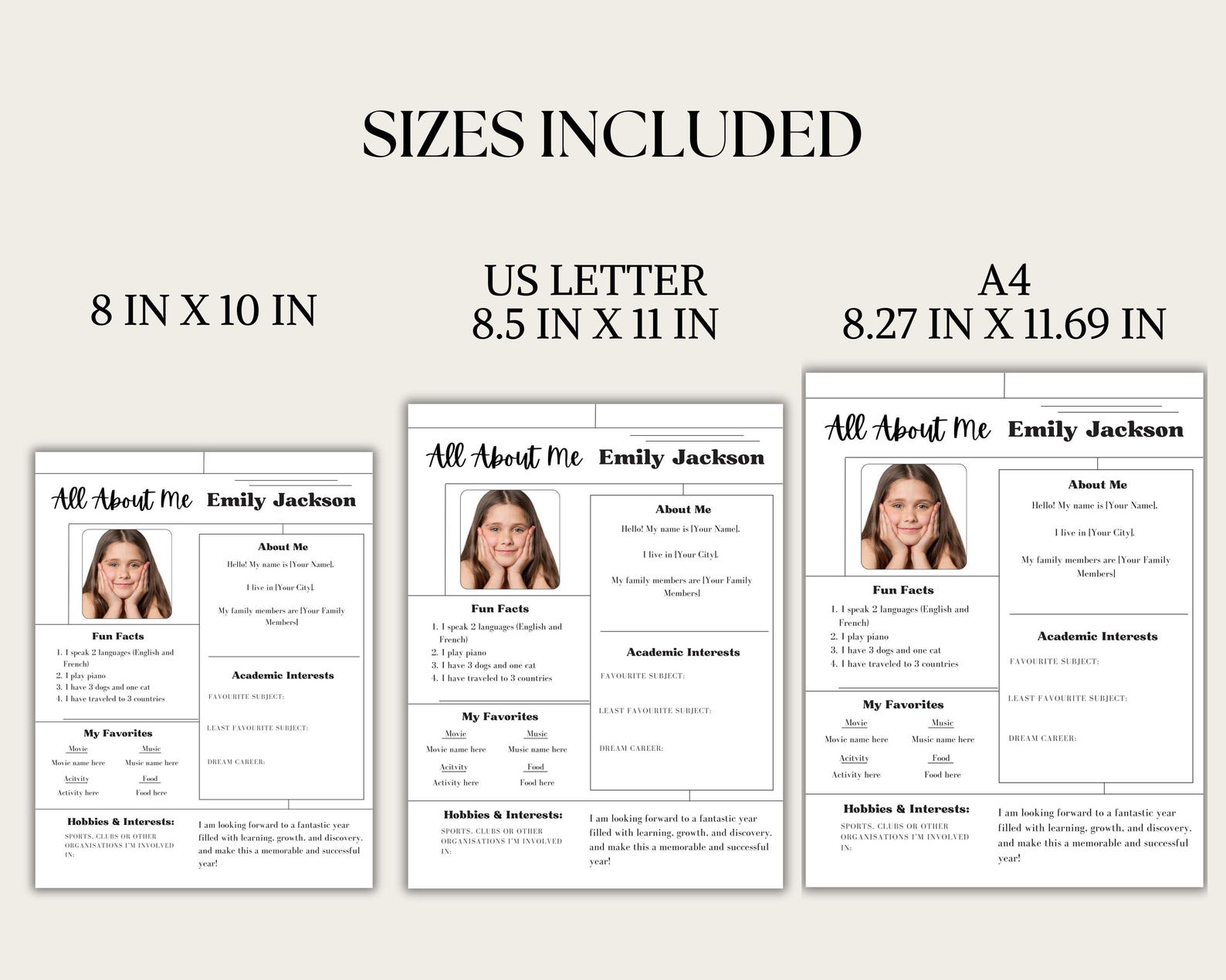 All About Me Editable Canva Template, First Day of School, Get to Know ...