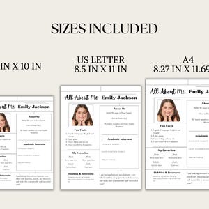 All About Me Editable Canva Template, First Day of School, Get to Know ...