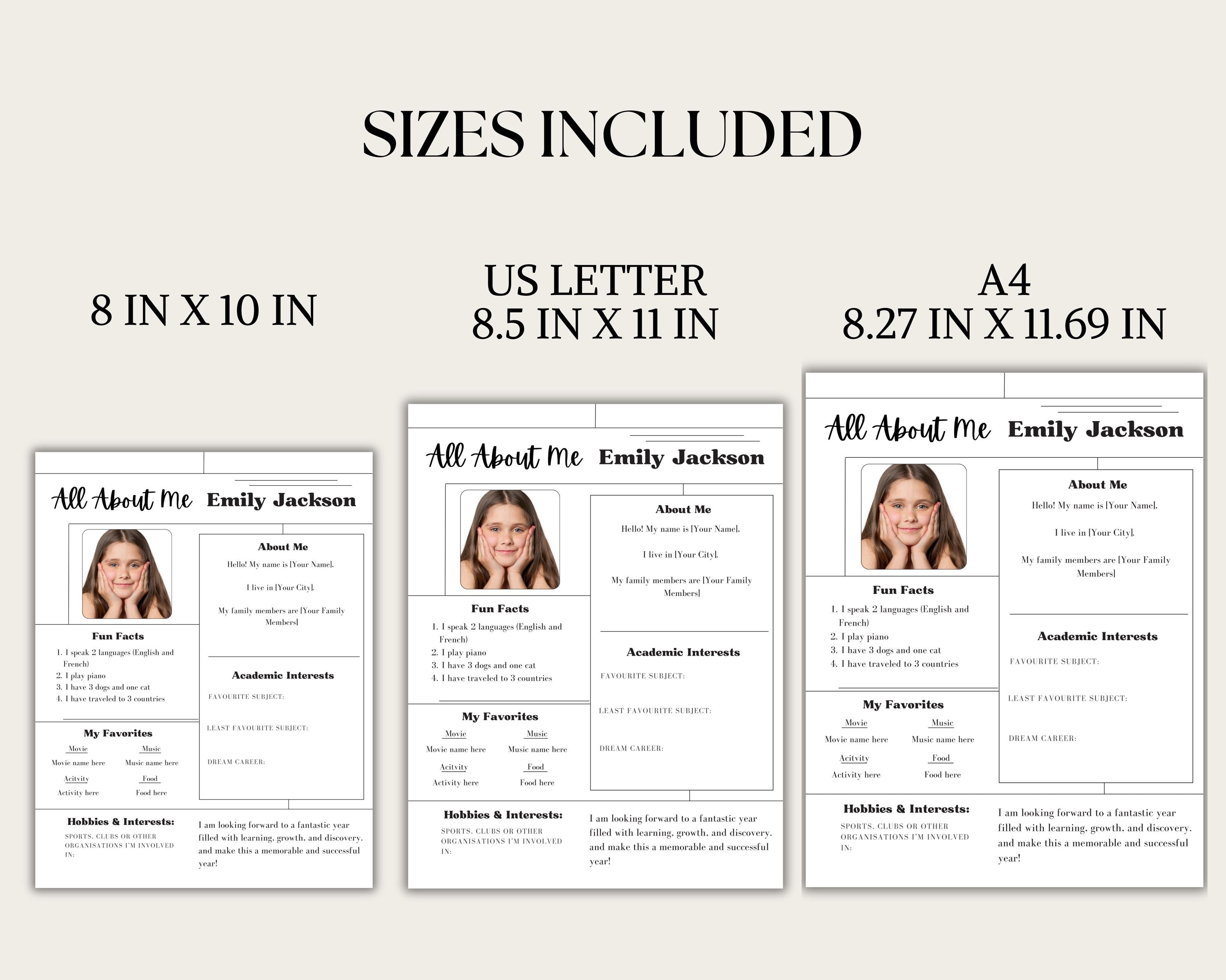 All About Me Editable Canva Template, First Day of School, Get to Know ...