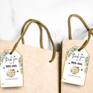Teacher Appreciation Gift Tag Honey Bee, End of School Year, Holiday ...