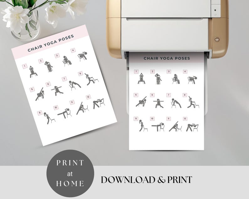 Chair Yoga Poster Printable, Quick Office Workout, Sitting Workout ...