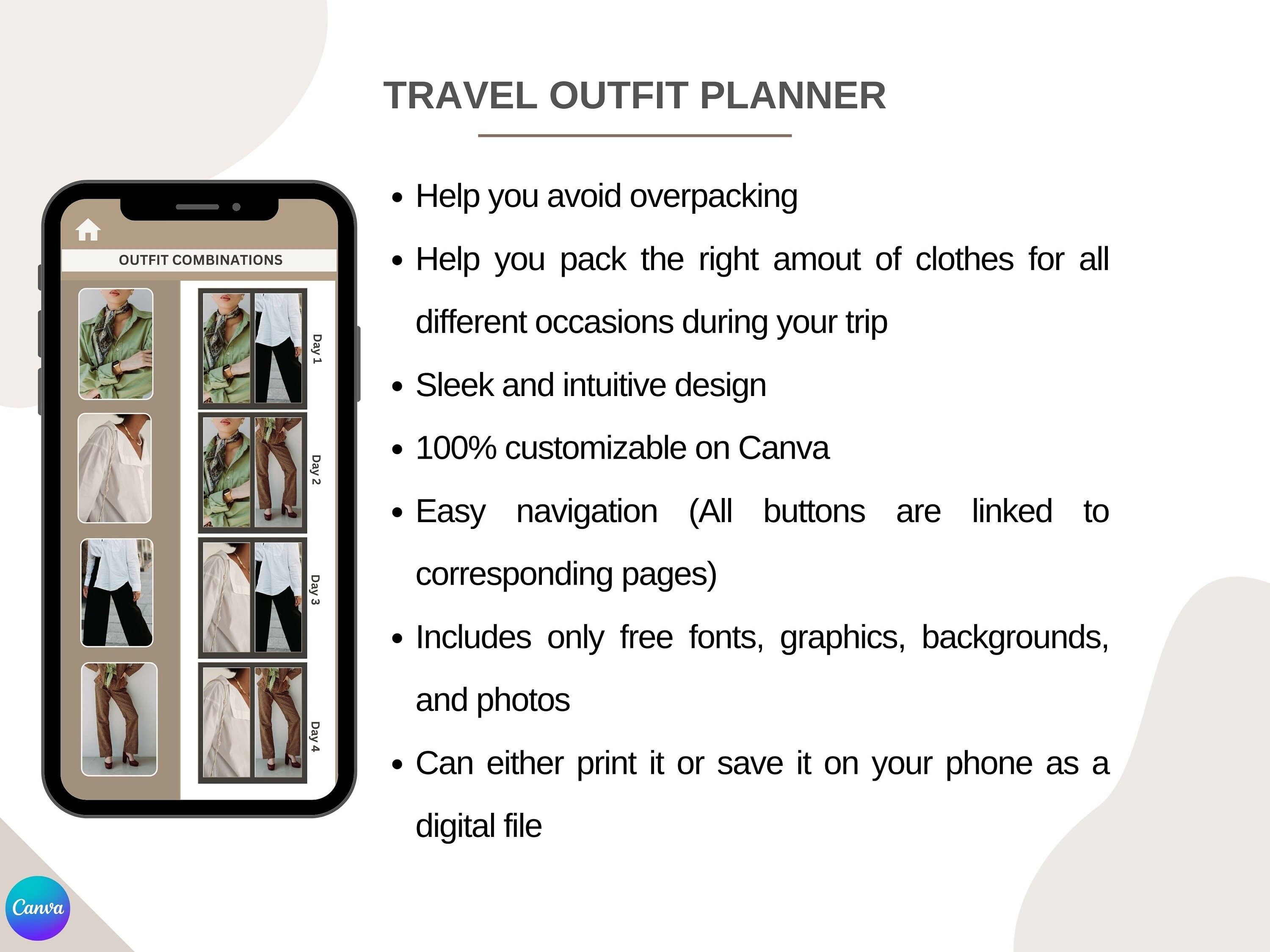 Digital Outfit Planner 100% Editable Canva Template With Clickable ...