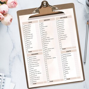 Wardrobe Checklist, Closet Inventory, Outfit Tracker, Minimalist Closet ...