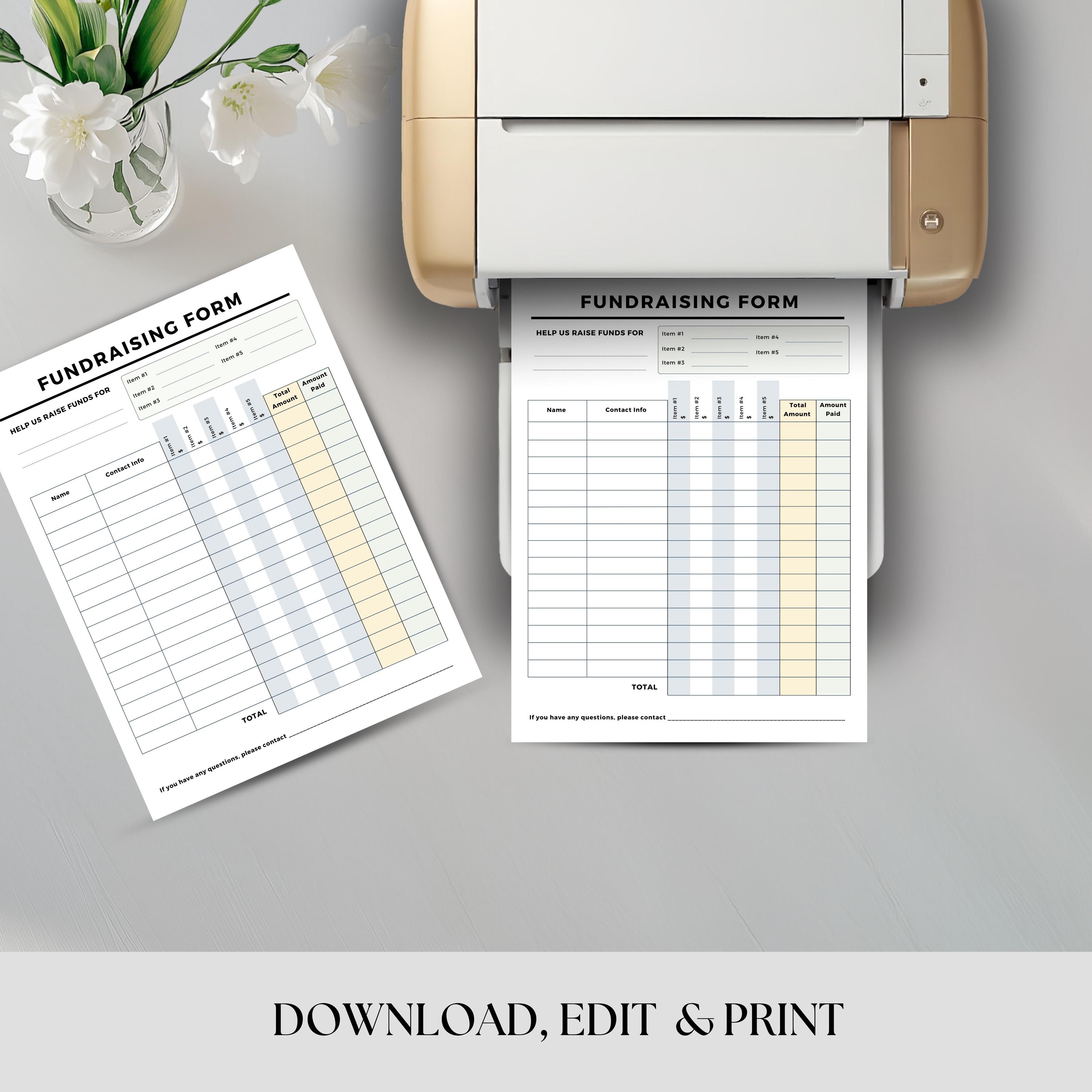 Fundraiser Order Form Canva Template, Editable Fundraising Form ...