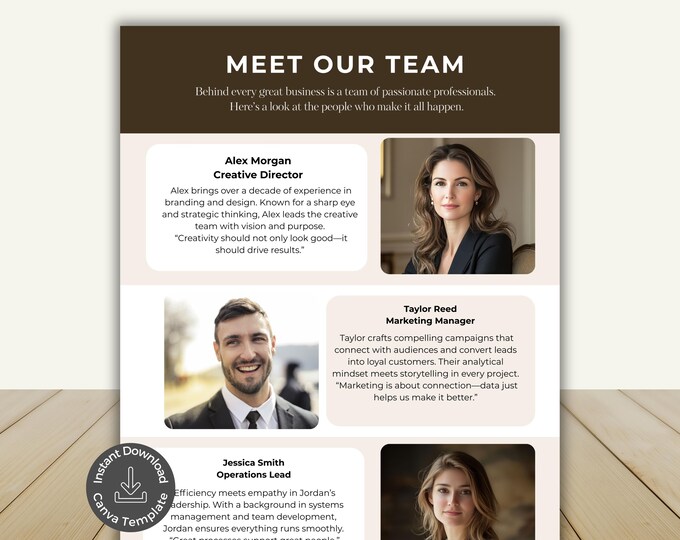 Modern Meet Our Team Flyer Template: Editable Canva Design (digital ...