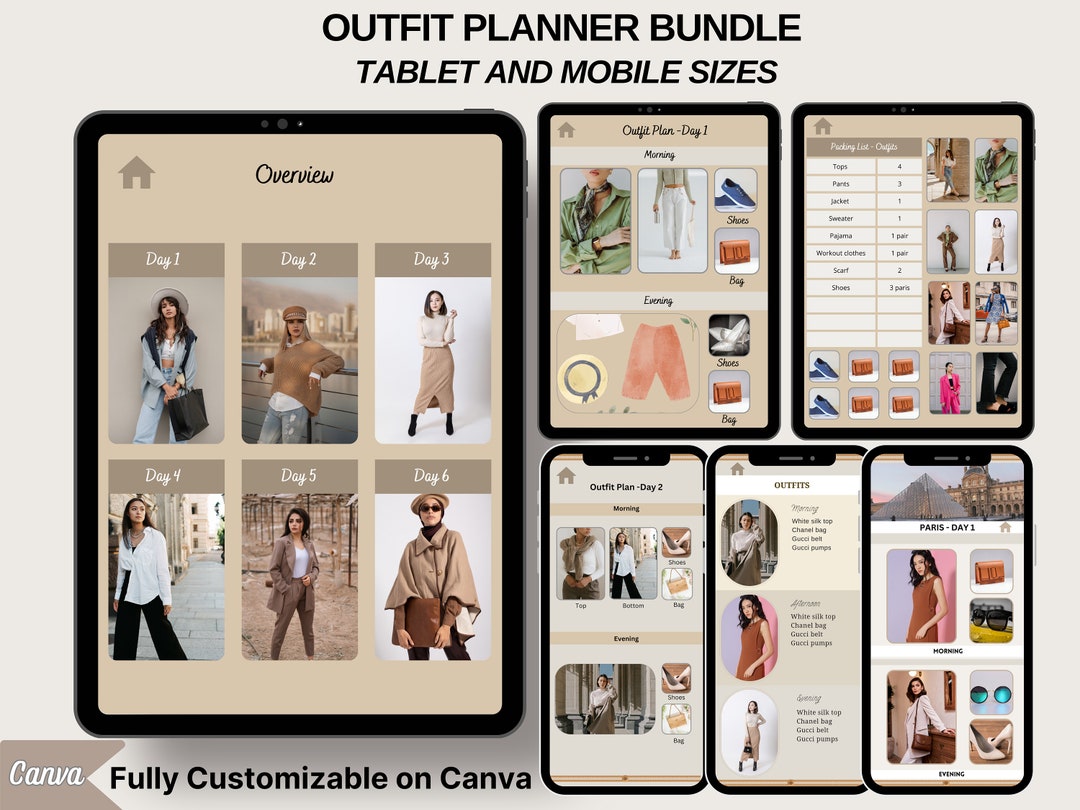 Digital Outfit Planner Wardrobe Organizer Bundle, Printable Travel ...