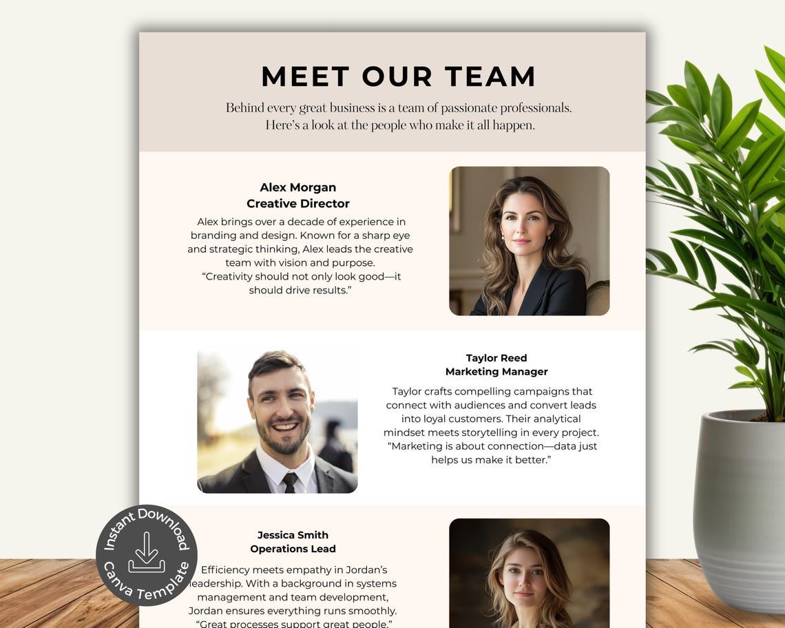 Meet the Team Flyer Template, Editable Canva Template, Modern Team ...