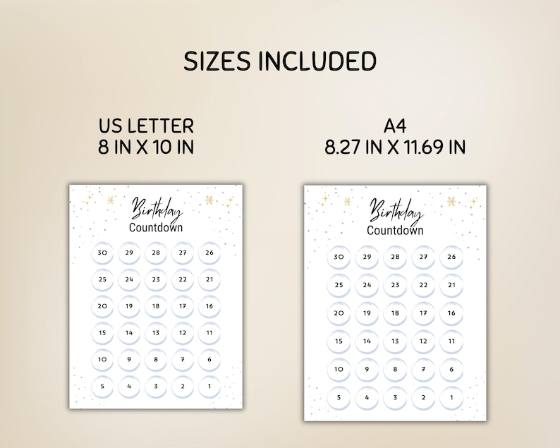 Birthday Countdown Printable, Countdown to Birthday, Kids Advent ...