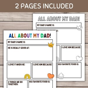 All About My Dad Printable, Gifts for Dad, Preschool Activity, Kid ...