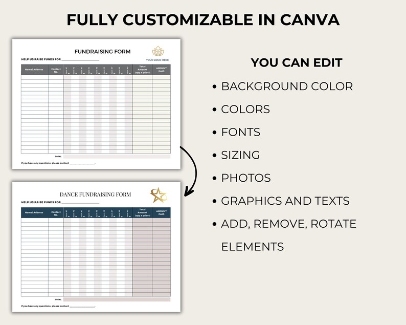 Editable Fundraising Form Canva Template, Landscape Raising Fund ...