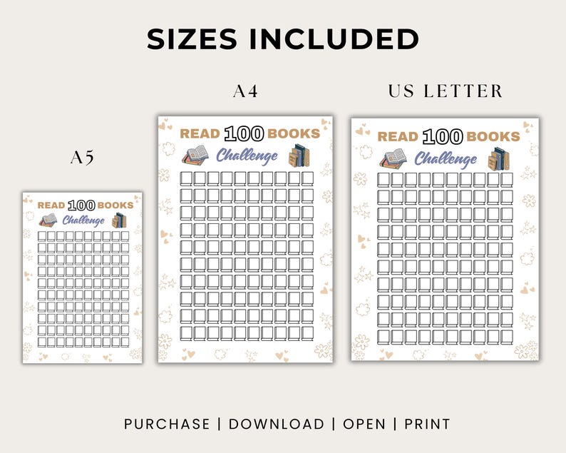 100 Book Challenge Printable, Book Tracker, Reading Challenge, Book ...