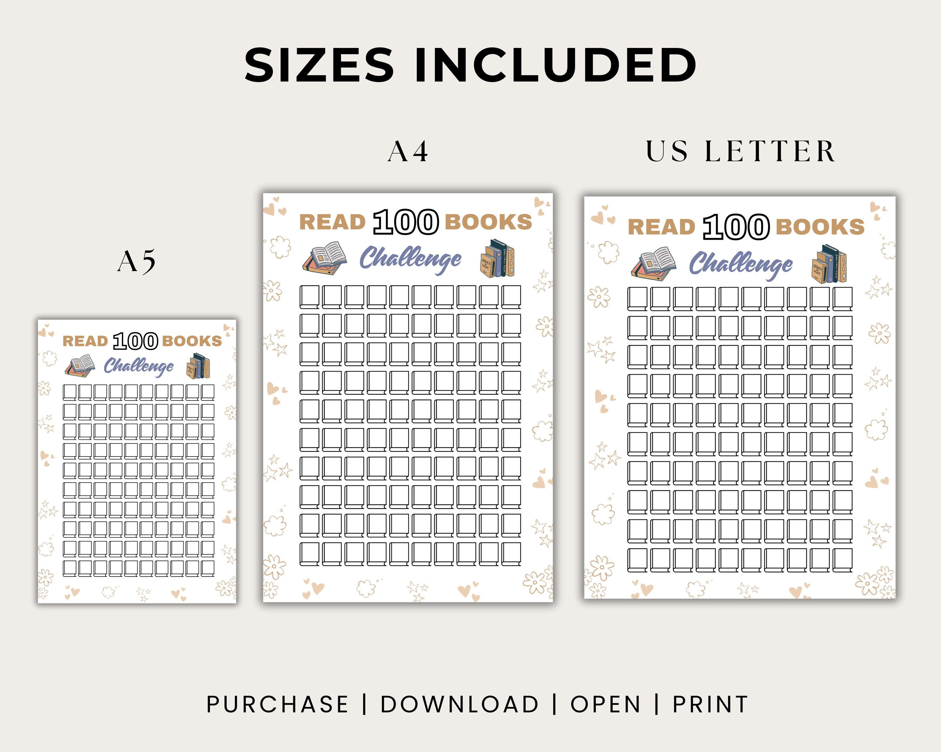 100 Book Challenge Printable, Book Tracker, Reading Challenge, Book ...