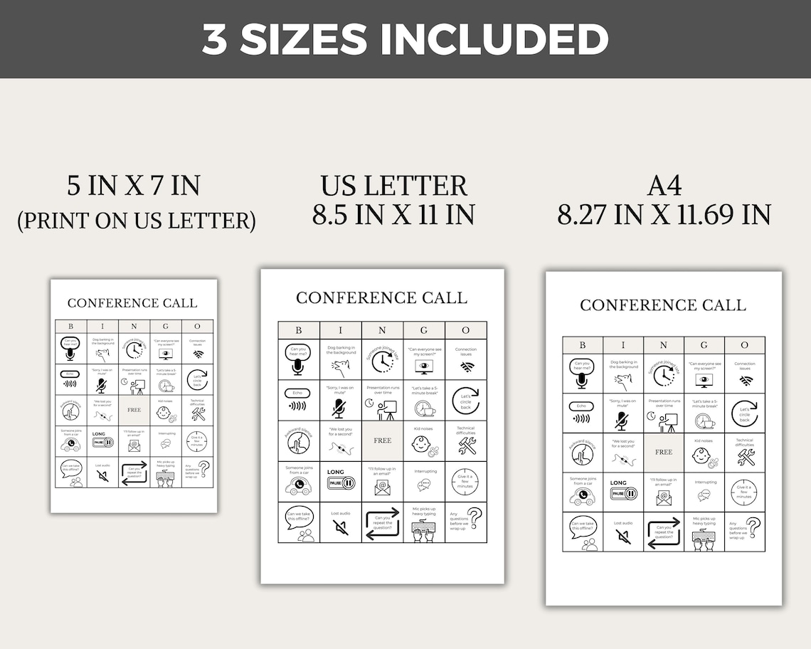 Conference Call Bingo Printable, Zoom Bingo Boards, Work From Home Fun ...